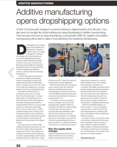 MEPCA Engineering explores Additive Manufacturing and dropshipping